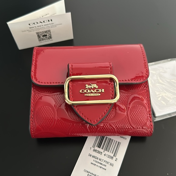 Coach | Bags | Coach Small Wallet In Signature Leather Red | Poshmark